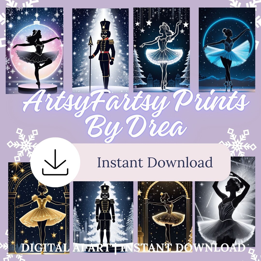 Christmas Ballerina Nutcracker Printable Wall Art Bundle - Etsy