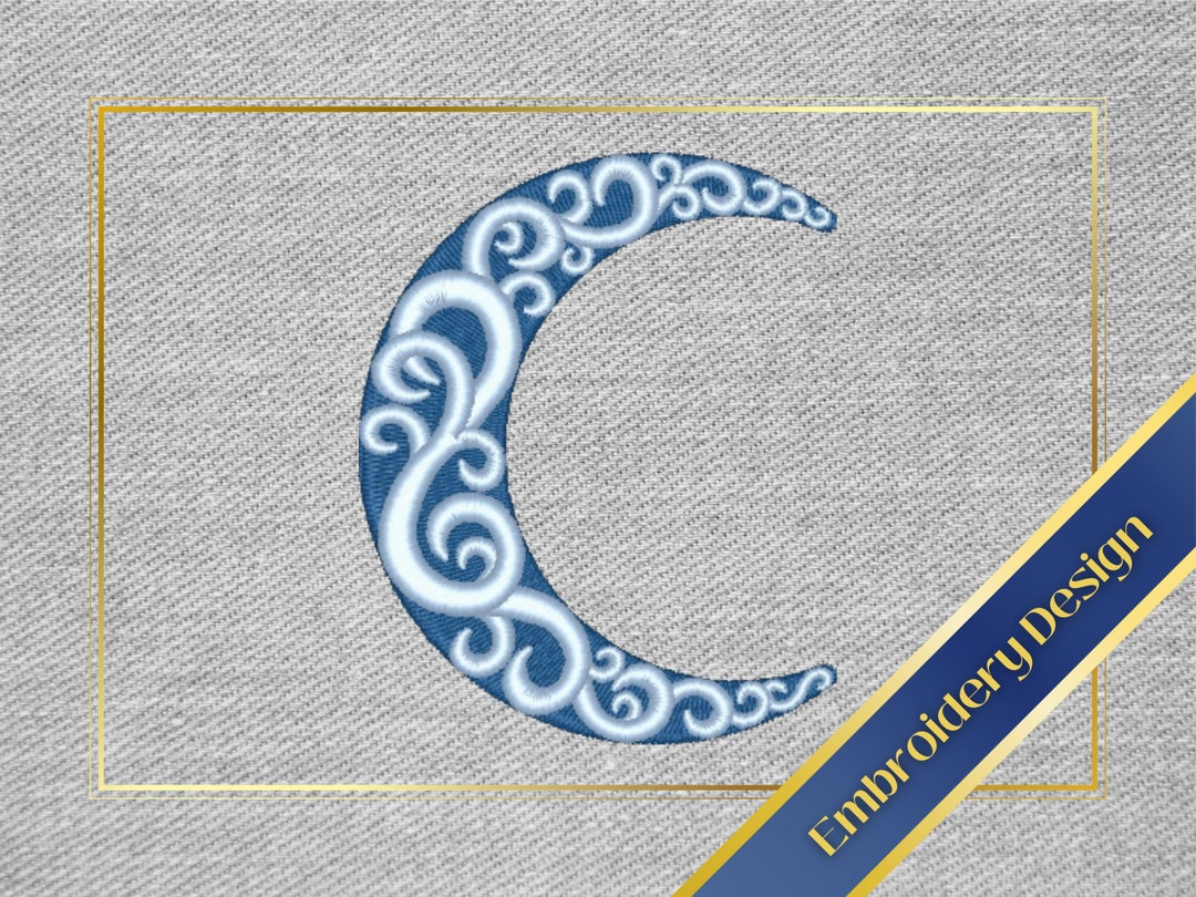 Swirly Moon Embroidery Design - Etsy