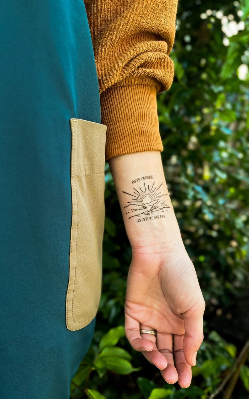 Christian Temporary Tattoo Devotional Sunrise Morning Mercies 2 Pack - Etsy