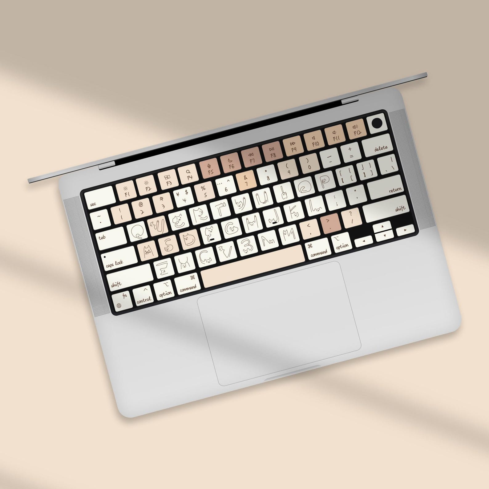 Kawaii Kitty Alphabet Design Keyboard Stickers for MacBook | Cute Cat ...