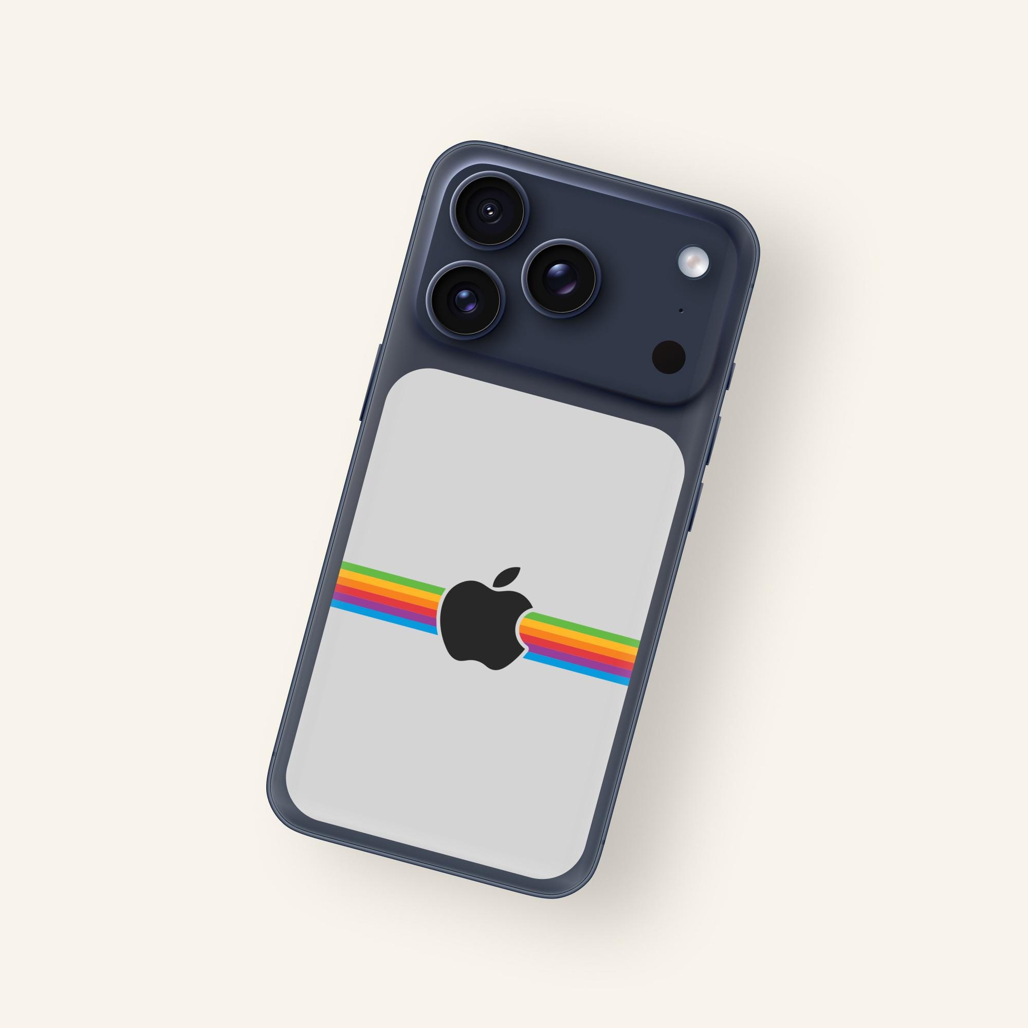 Retro Rainbow Apple Logo iPhone 17 Pro Back Decal – Vintage Tech Style ...
