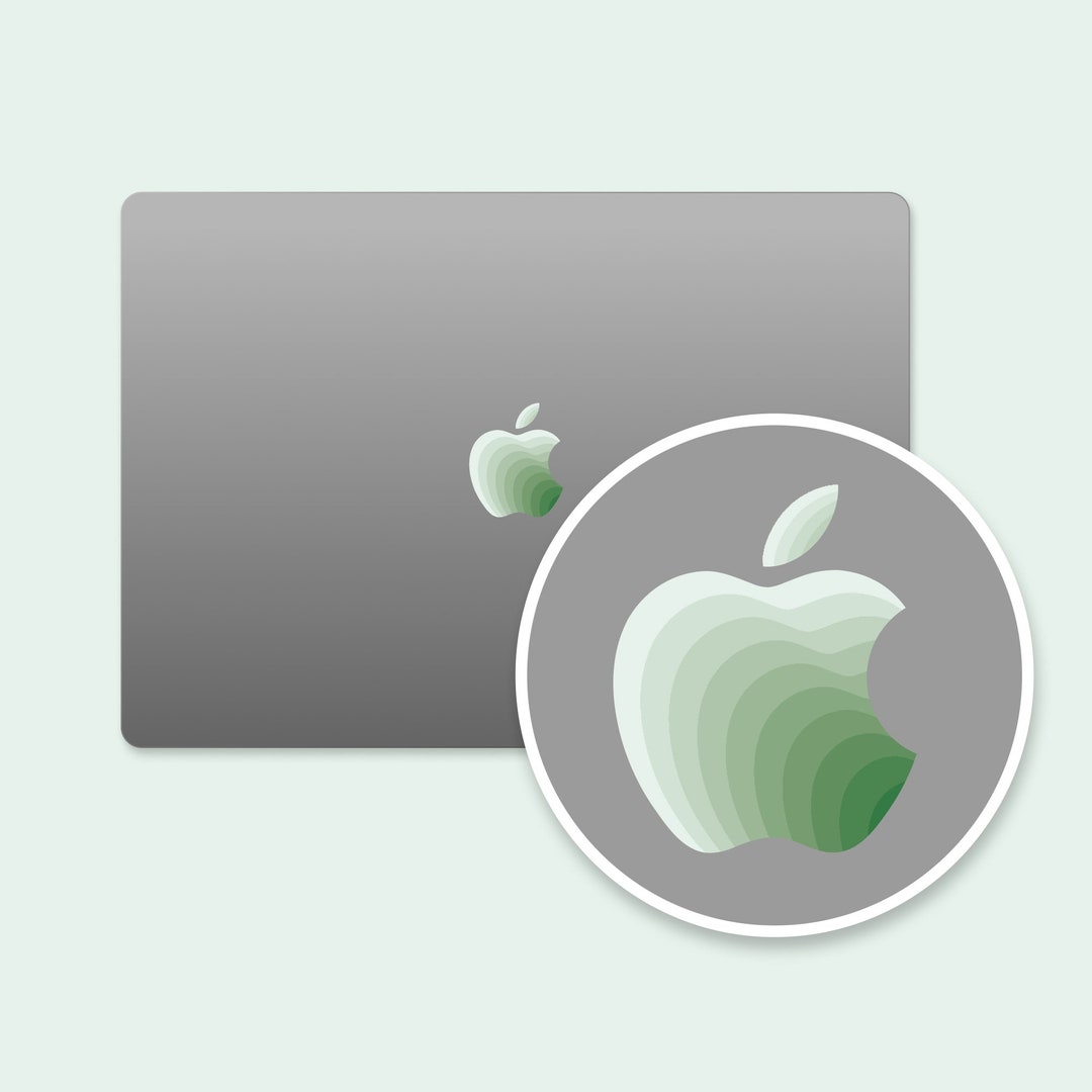 Light Green to Green Transition Apple Logo Sticker | 3D Effect Apple ...