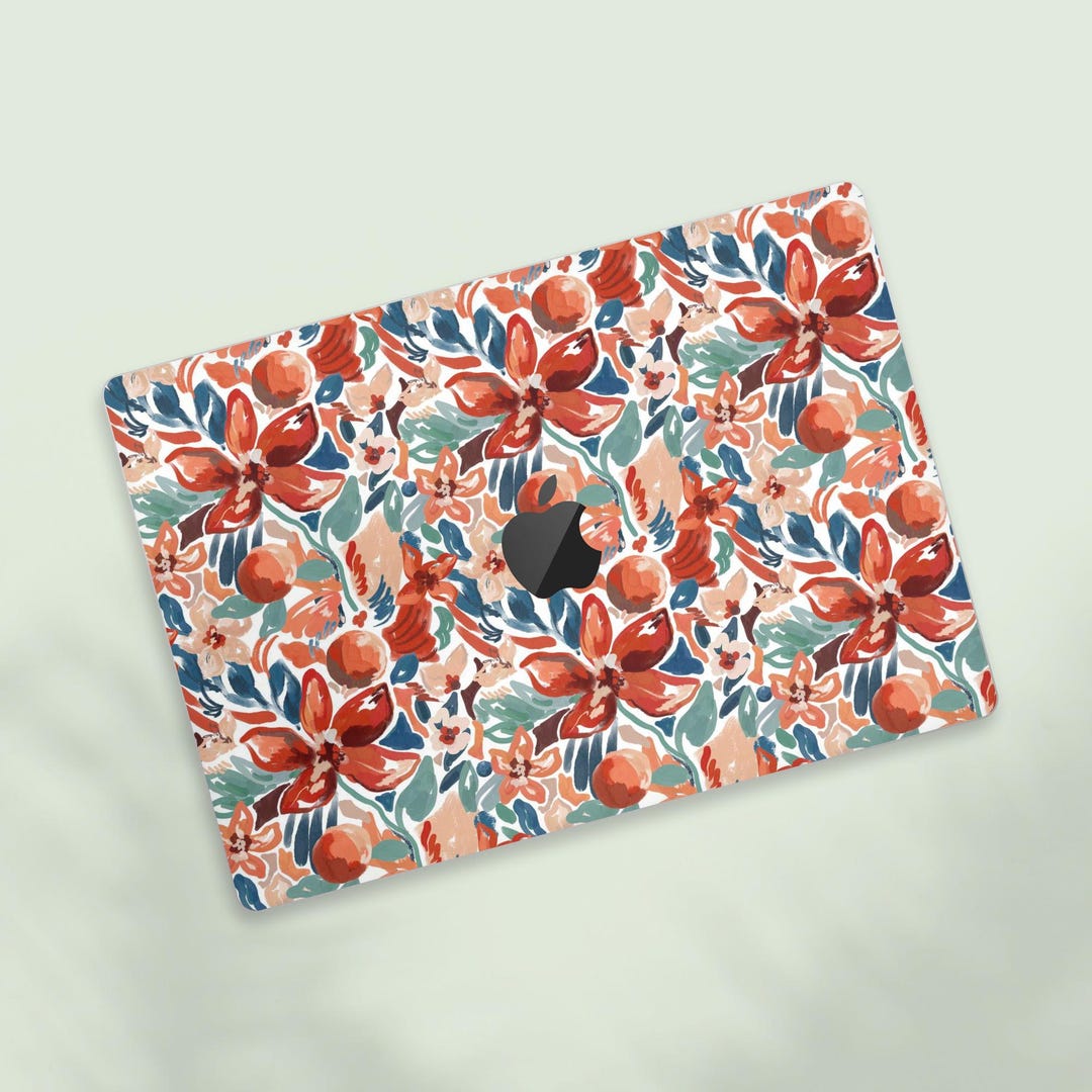 Coral Flower Design With Ocean Leaves MacBook Skin | Tropical Floral ...