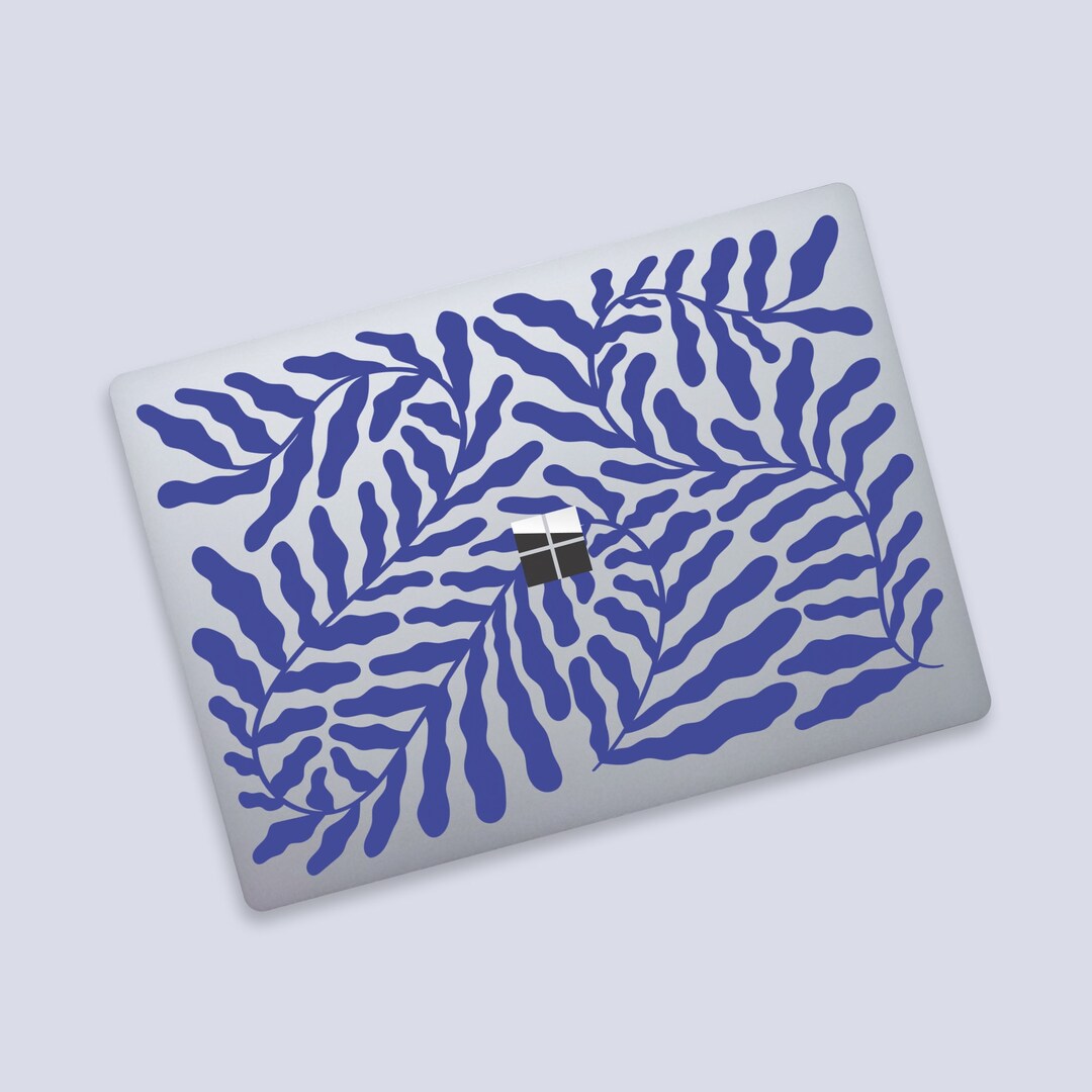 Blue Leaf Pattern Surface Laptop Clear Protective Skin | Botanical ...