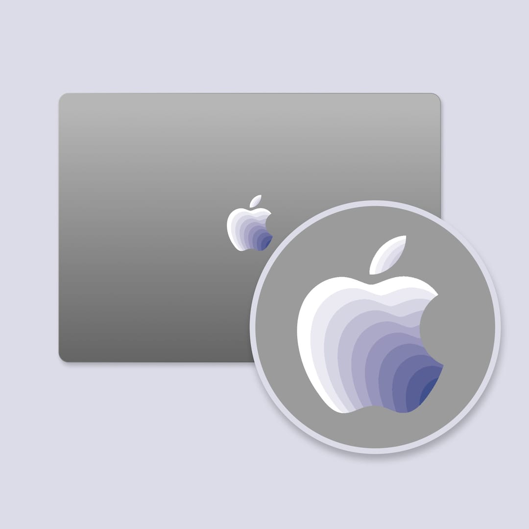 Purple Transition 3D Effect Apple Logo Sticker for Macbook,ipad and ...