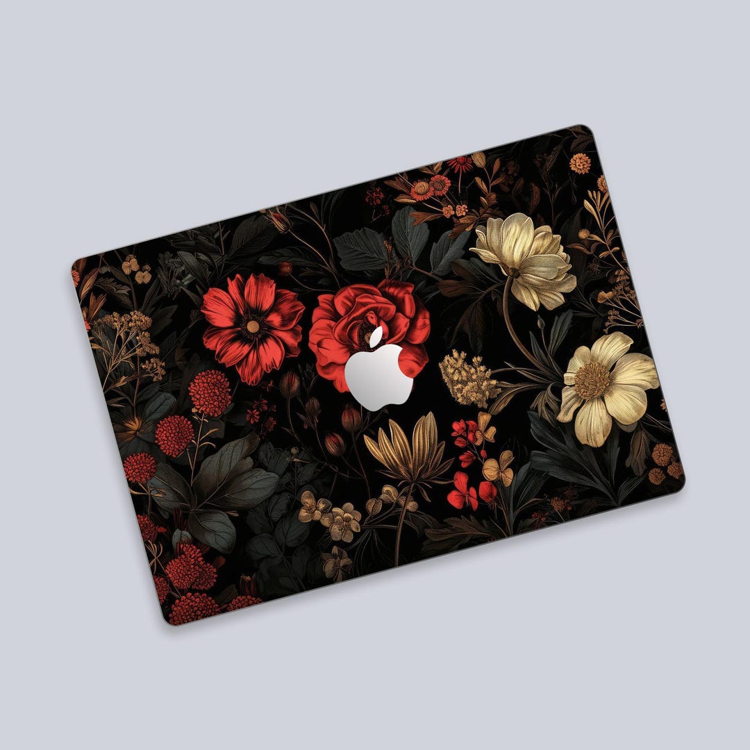 Dark Botanical MacBook Air Skin | Floral Elegance MacBook Pro Decal ...