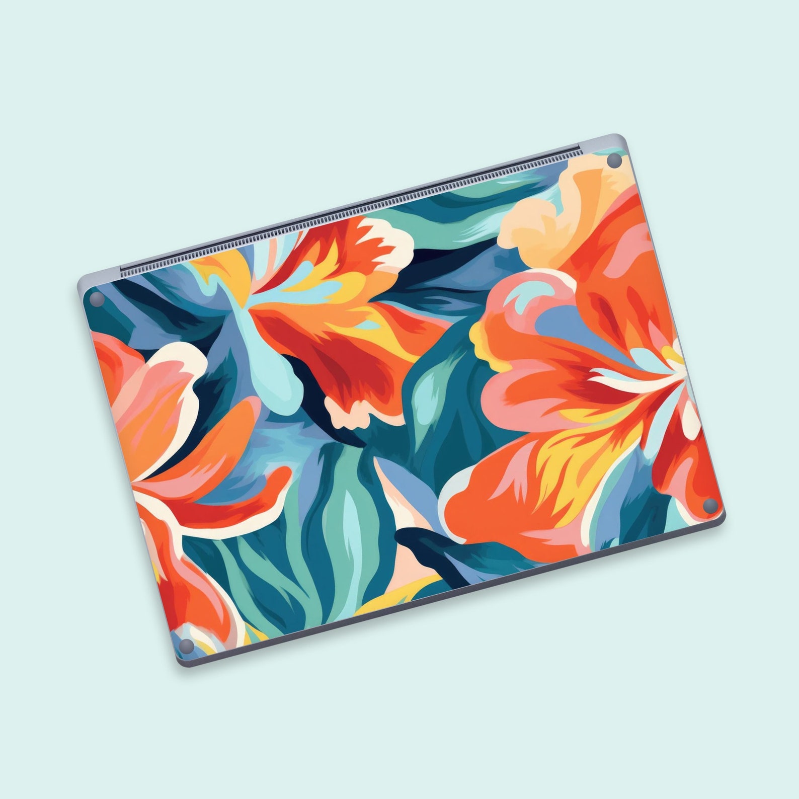 Vibrant Floral Pattern Surface Laptop Skin | Lush Petal Details Surface ...