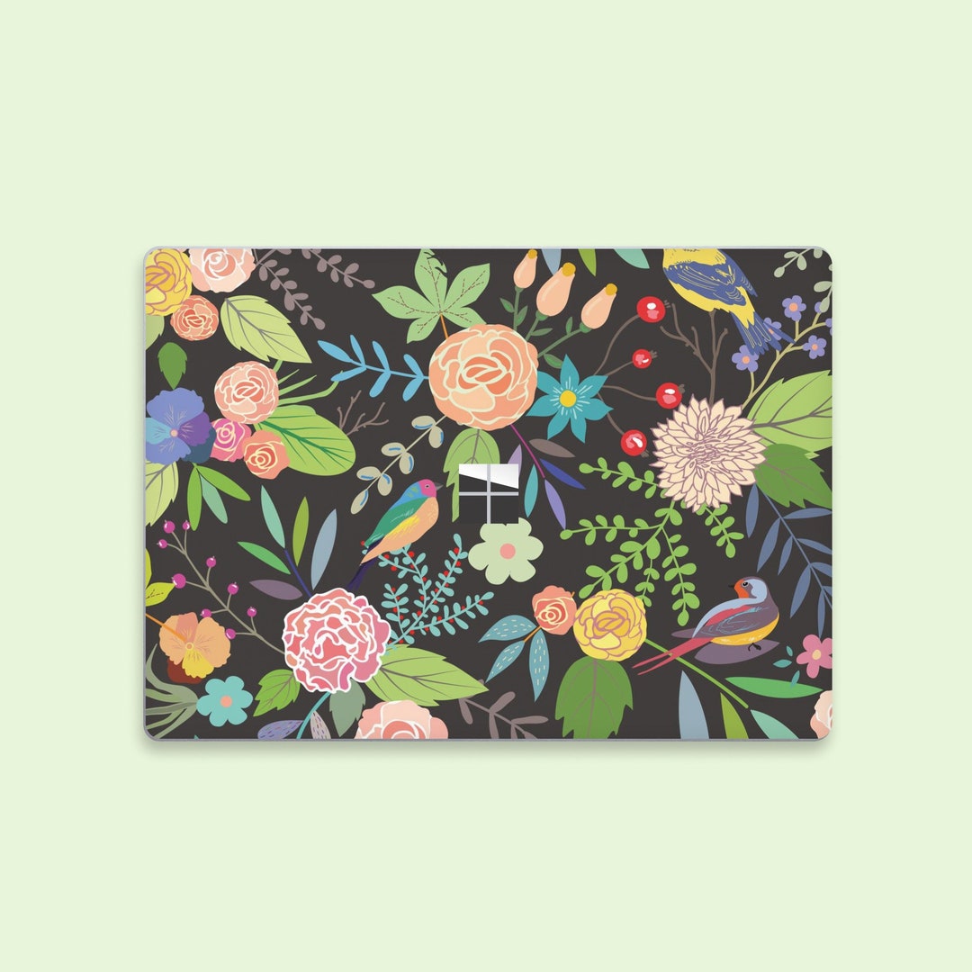Garden Whimsy Surface Book Skin | Chirpy Bird and Lush Floral Surface ...