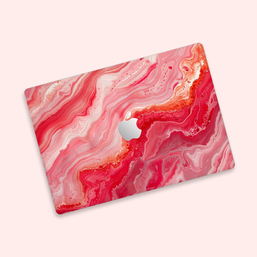 Vivid Red and Pink Marble Texture MacBook Air Skin | Fluid Art Style ...