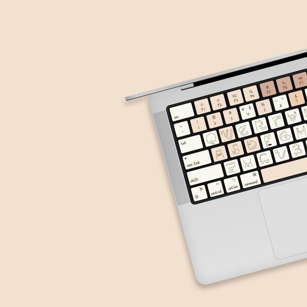 Kawaii Kitty Alphabet Design Keyboard Stickers for MacBook | Cute Cat ...