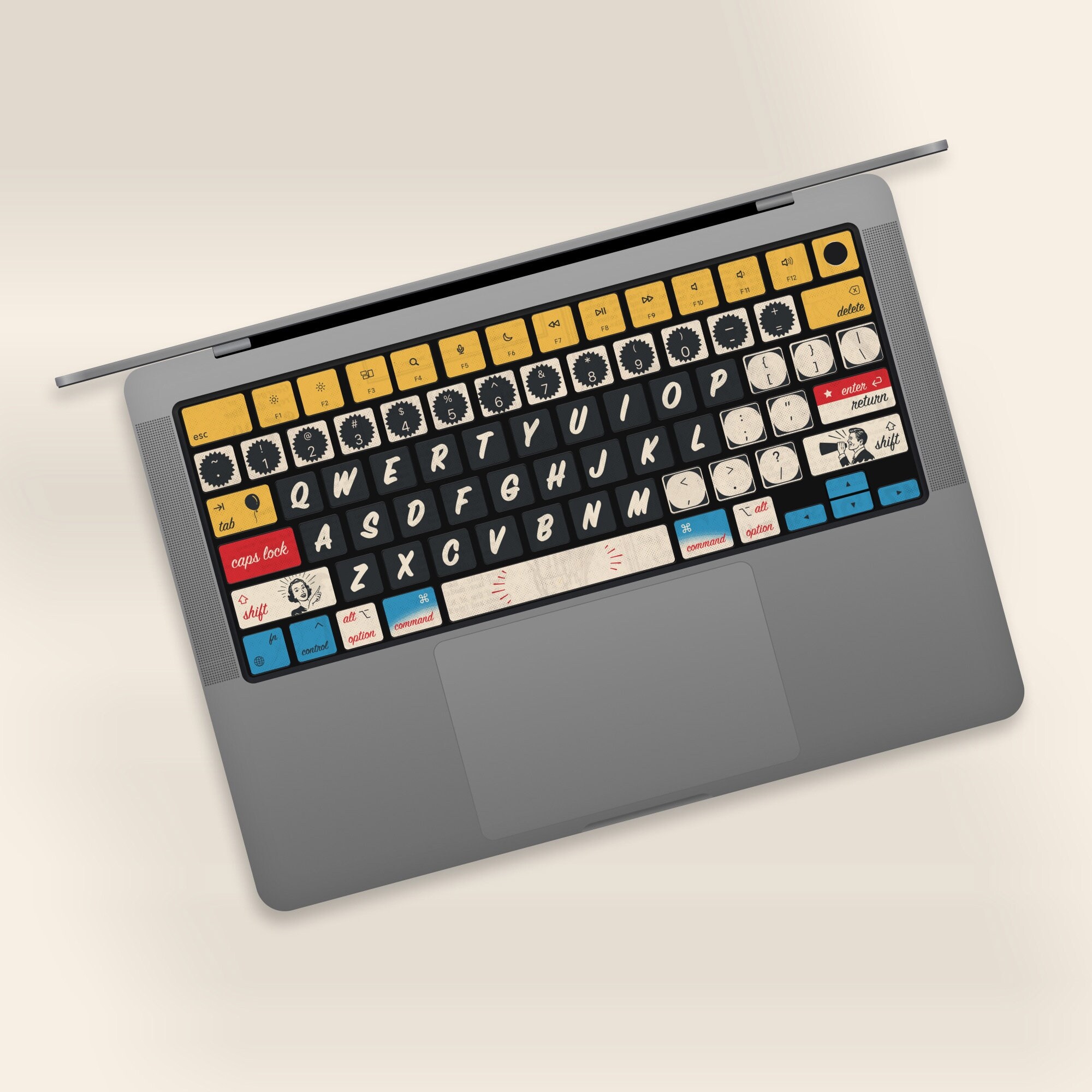 Vintage Typewriter Key Sticker for MacBook Keyboard Retro Design ...