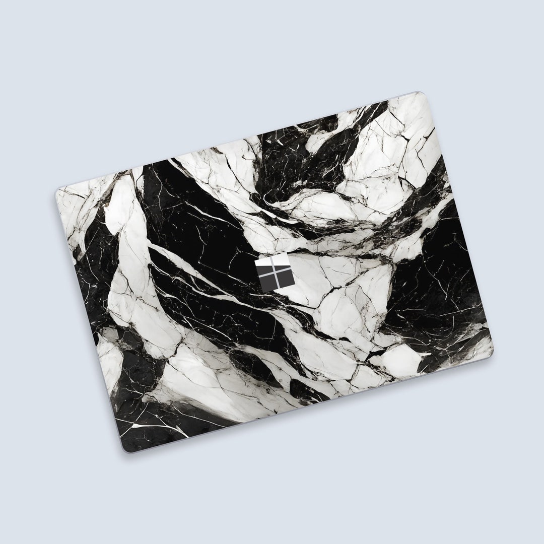 Classic Black and White Marble Surface Laptop Skin | Monochrome Marble ...