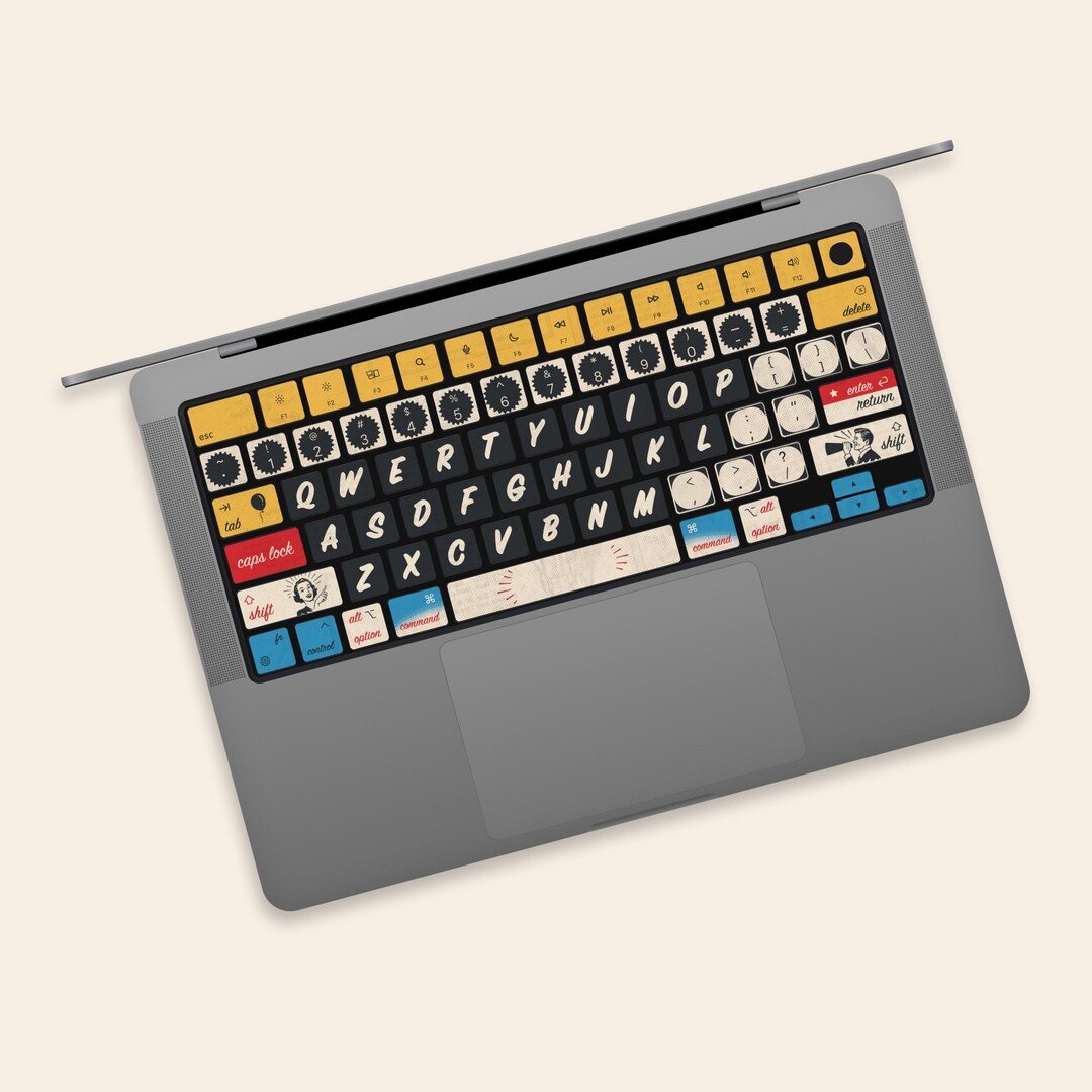 Vintage Typewriter Key Sticker for MacBook Keyboard Retro Design ...