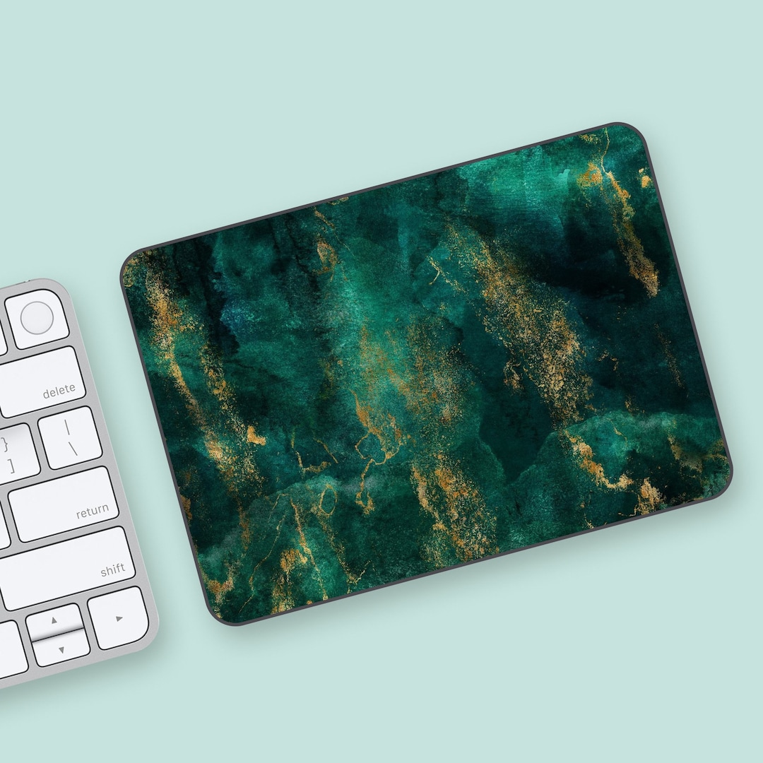 Luxurious Gold Veins Magic Trackpad Skin | Deep Ocean Green Magic ...