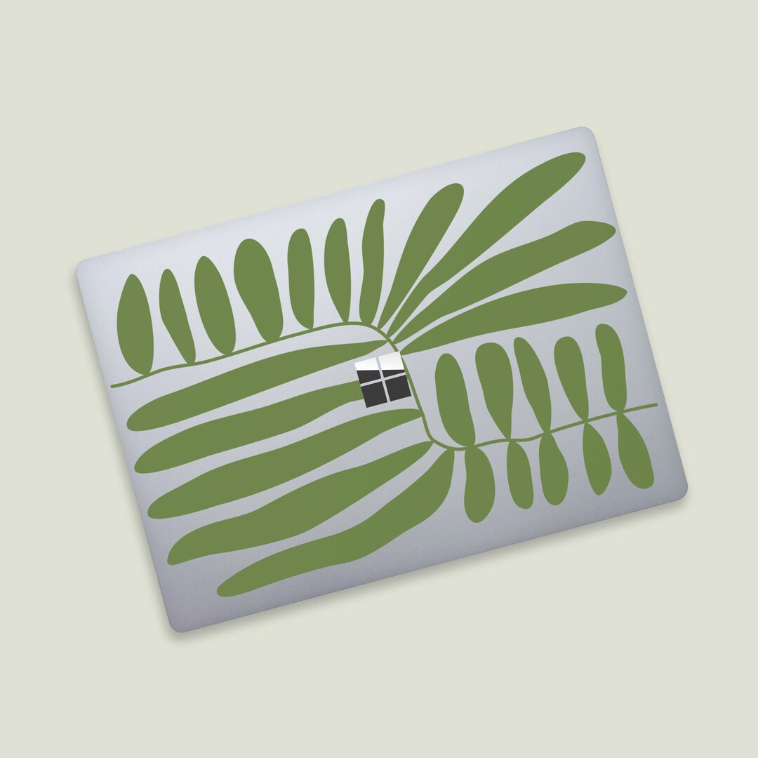 Green Leaf Design Surface Laptop Clear Skin | Minimalist Botanical Art ...