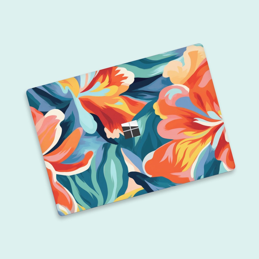 Vibrant Floral Pattern Surface Laptop Skin | Lush Petal Details Surface ...