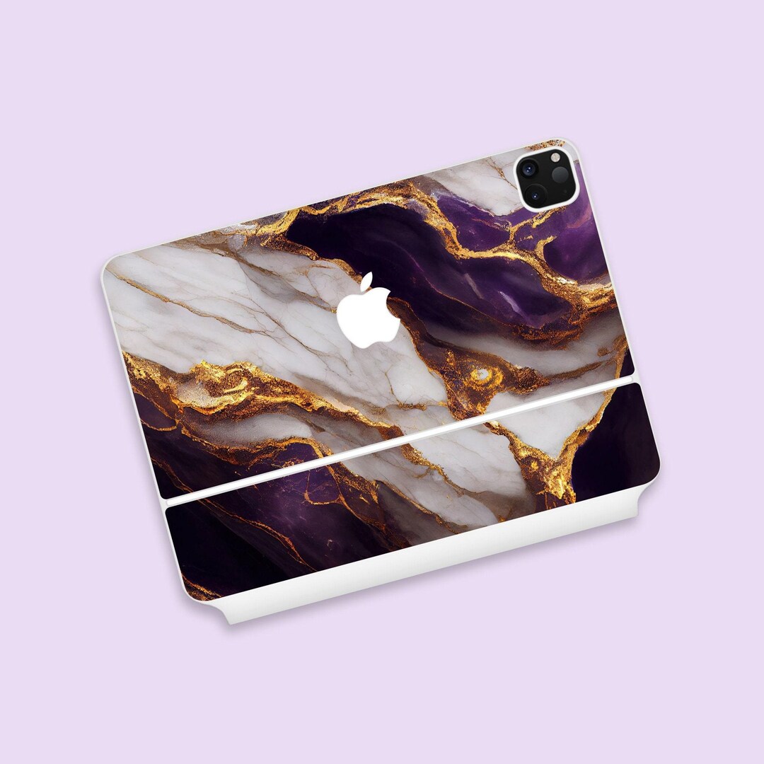 Purple and Gold Marble iPad Magic Keyboard Skin | Durable Material ...