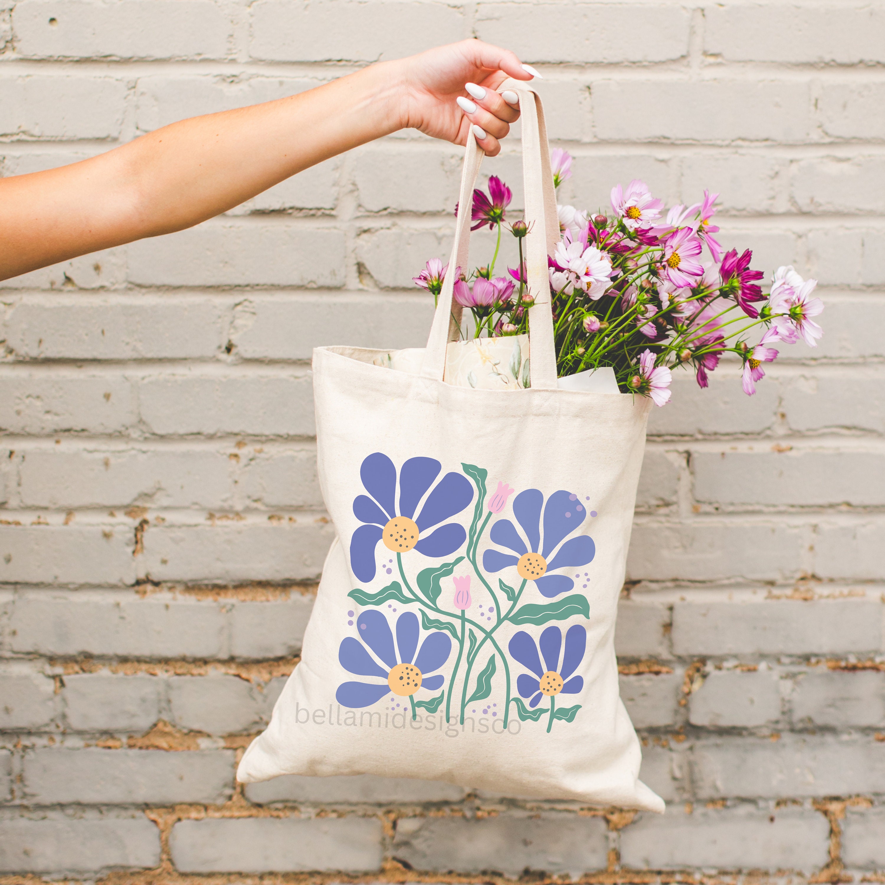 Bohotote Bag Boho Flower Tote Bag Retro Wildflower Tote Bag Aesthetic ...