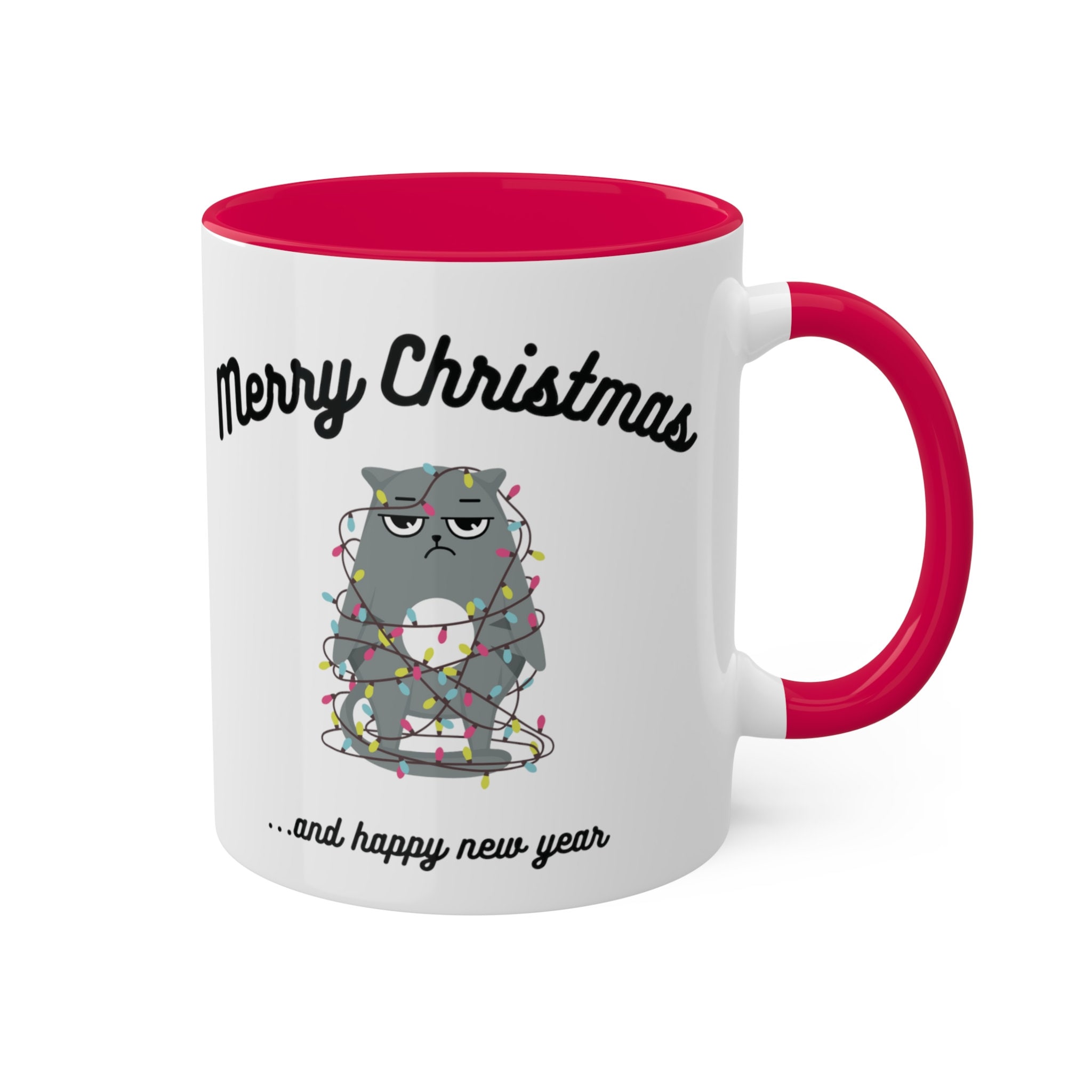 Funny Cat Christmas Mug, Grumpy Cat Mug, Xmas Grumpy Cat, Christmas ...