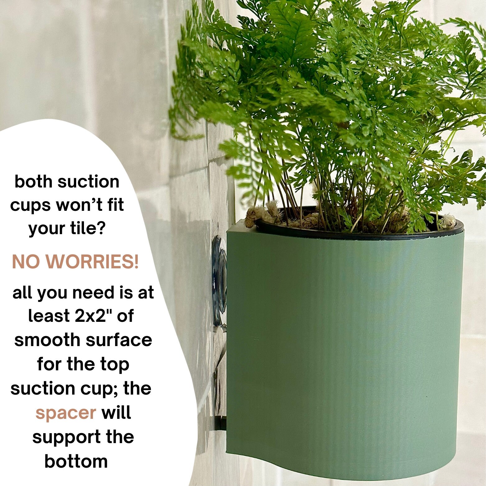 The Original Suction Planter: Matte Grey Hangs on Tile, Window, Drywall ...