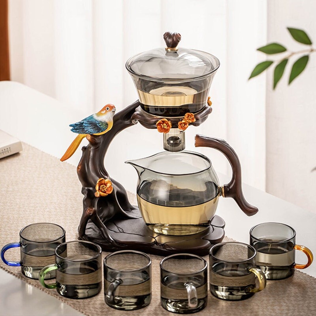 Creative Gray Glass Automatic Tea Set Magnetic Automatic Tea Set Kung ...