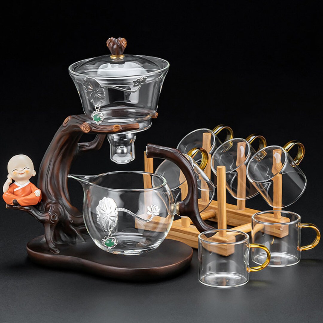 Glass Automatic Tea Set Creative Magnetic Kung Fu Tea Set Tea Making ...