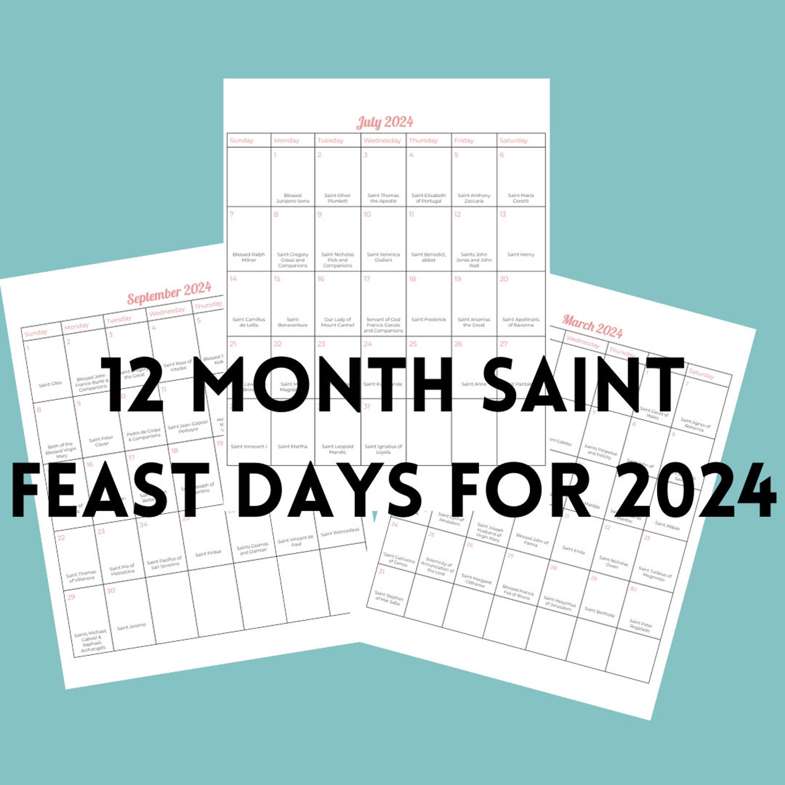 Feast Days Calendar 2024 - Etsy