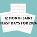 Feast Days Calendar 2024 - Etsy