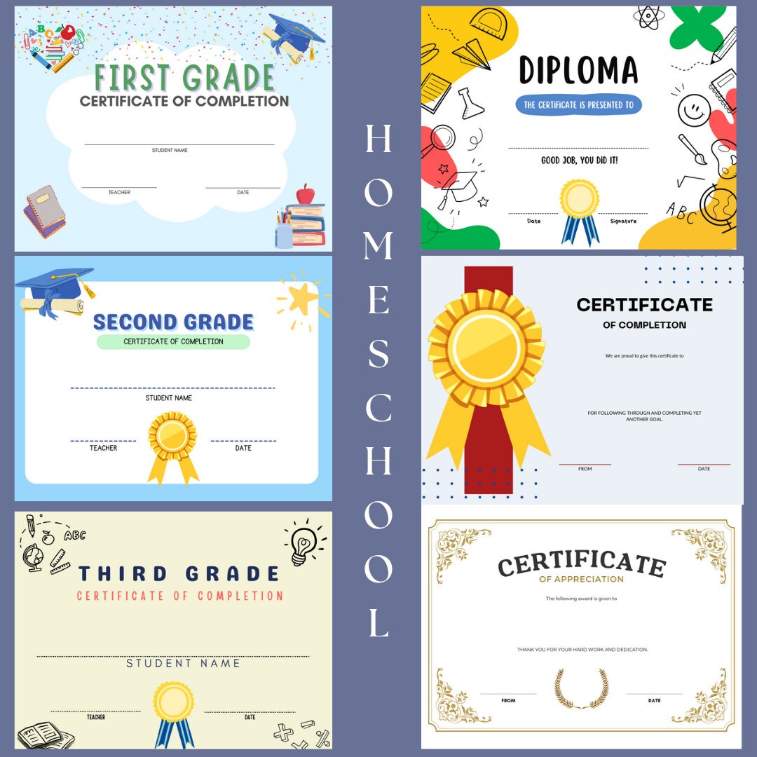 Homeschool Certificates and Diplomas 6 CT. - Etsy
