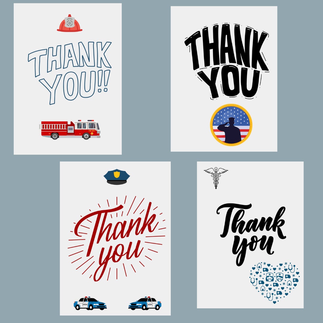 First Responders Thank You Cards 4ct. - Etsy
