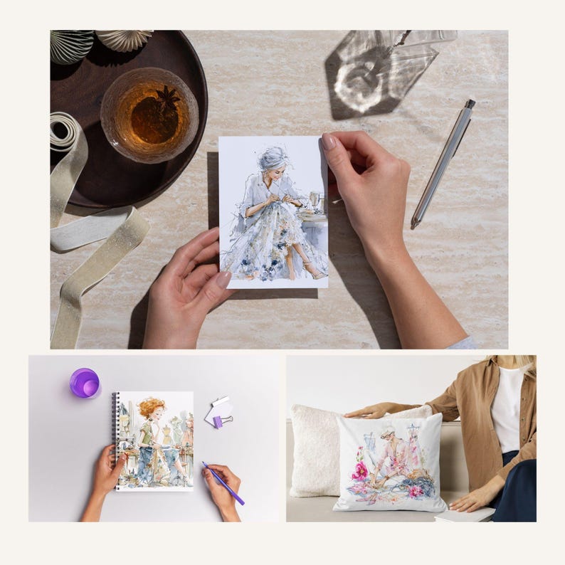 Fashion Designer Clipart, Couture Atelier Watercolor Bundle, Profession ...