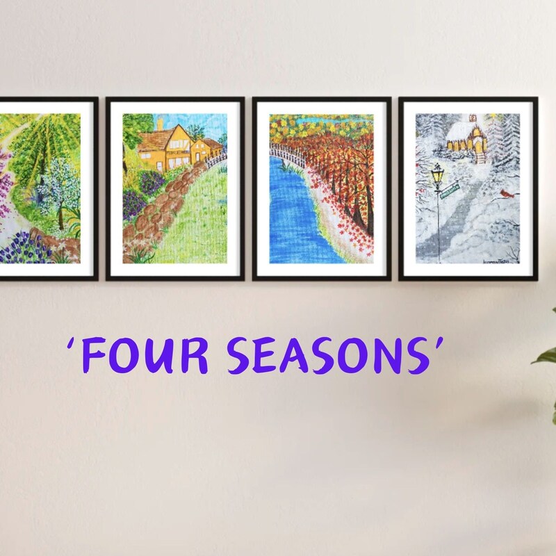 4 Seasons Paintings - Etsy