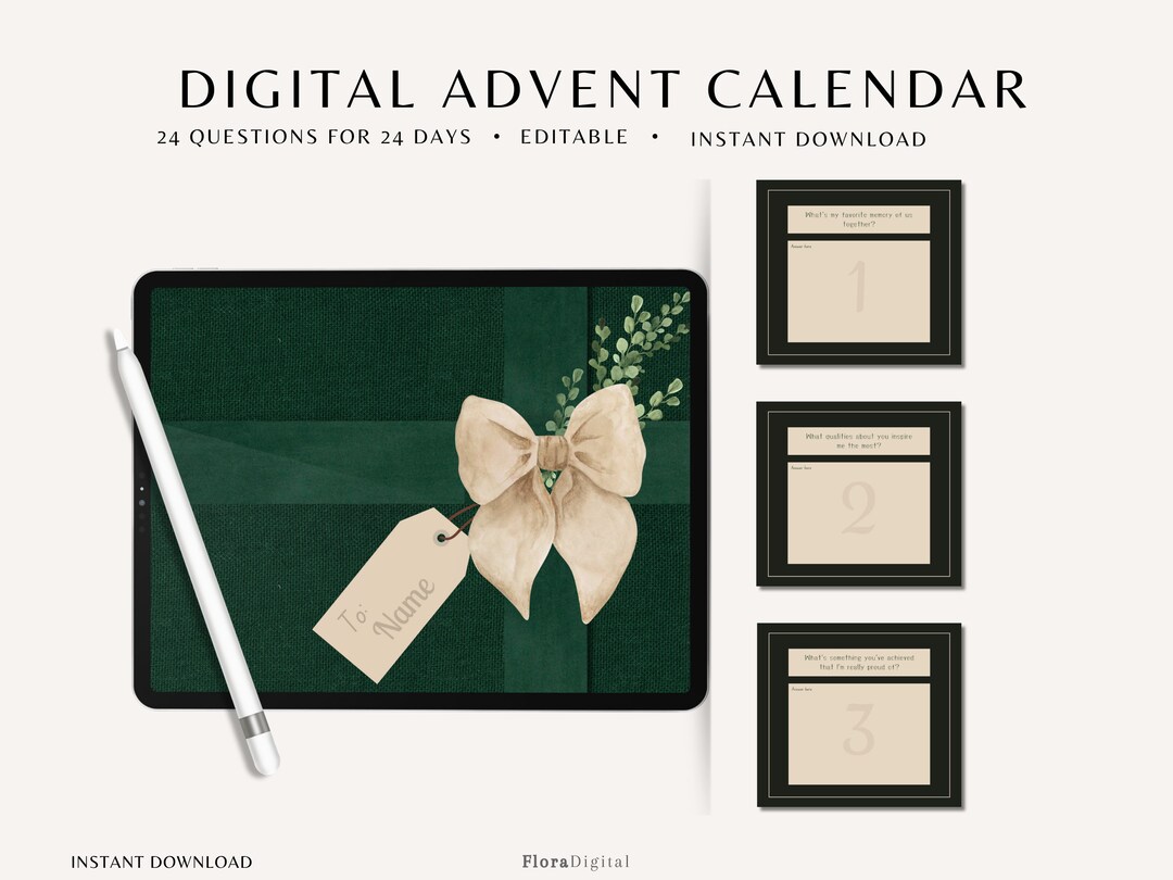 Digital Christmas Advent Calendar PERSONALIZABLE Digital - Etsy
