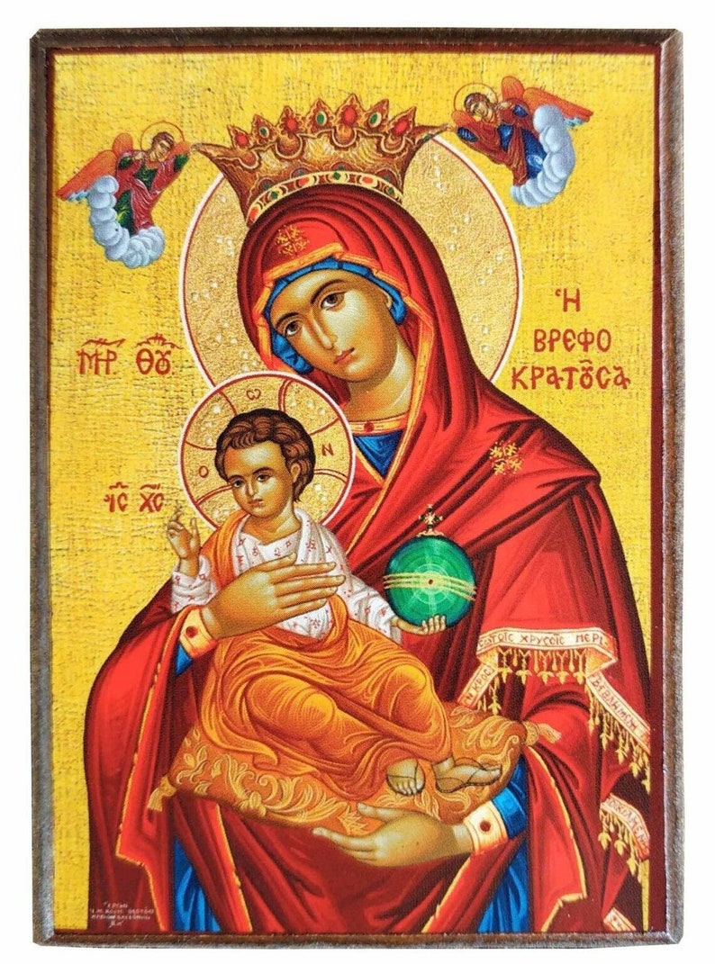 Virgin Mary With Angels H Βρεφοκρατουσα greek Orthodox Catholic ...