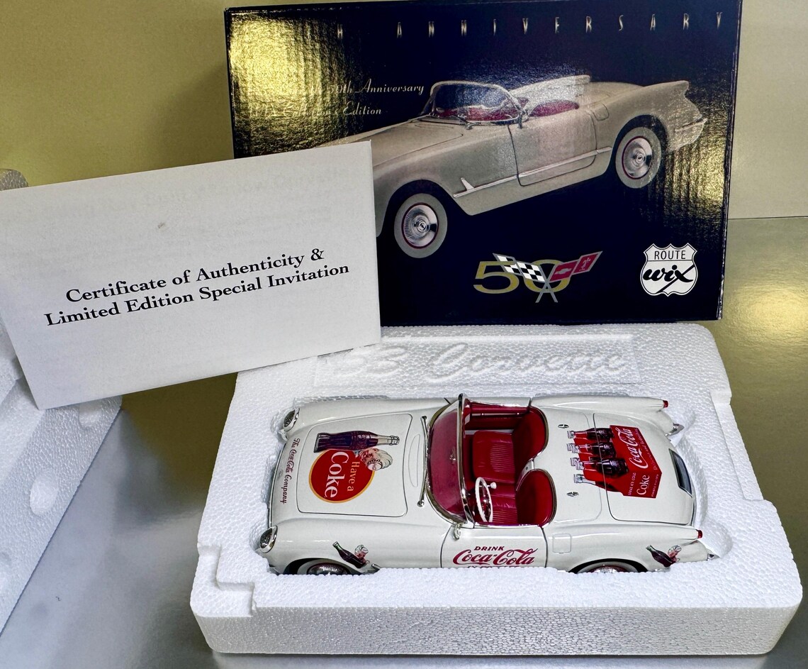 Custom 1/24 Scale Diecast 1953 Corvette in Coca-cola Theme. Polo White ...