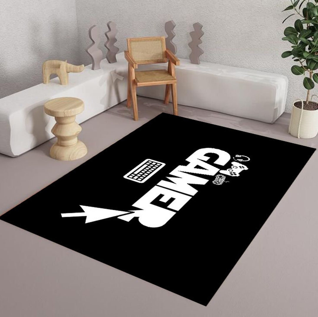 Gamer Room Rug, Gaming Symbol Rug, Gamer Gift Decor, Personalized Rug ...