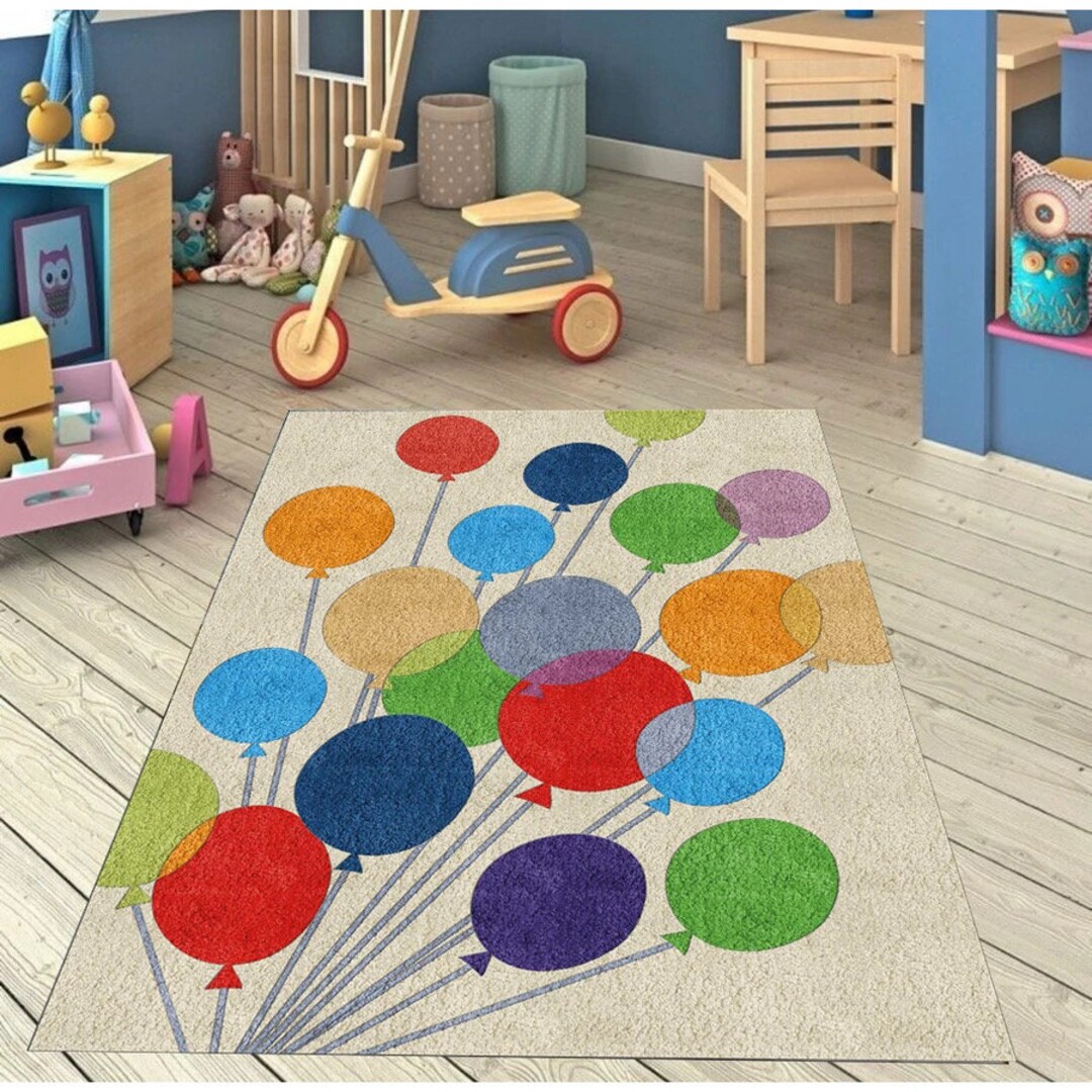 Colorful Balloons Kids Room Decor Area Rug Non Slip Boys Girls Room ...