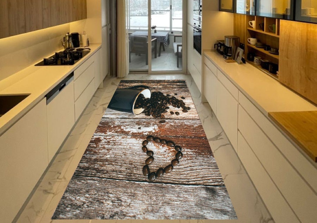 Coffee Cup Themed Rug for the Kitchen,appetizing Coffee Patterned Rug ...
