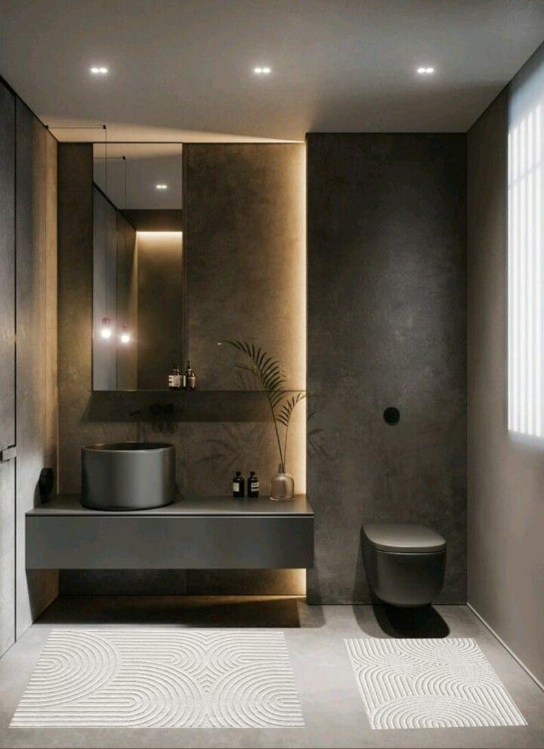 Solid Patterned 3D Printed Rug for the Bath Mat , Bathroom Decor Rug ...