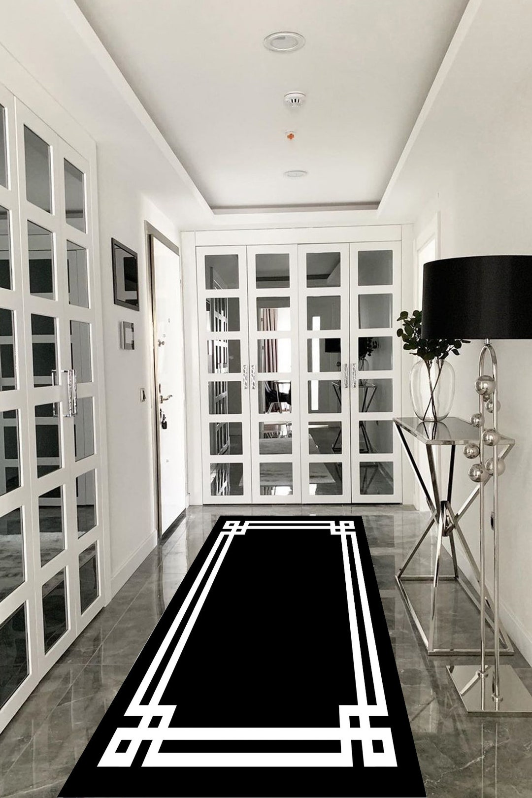 Black and White Ancient Greek Wave Rug, Greek Mythology, Modern Rug ...