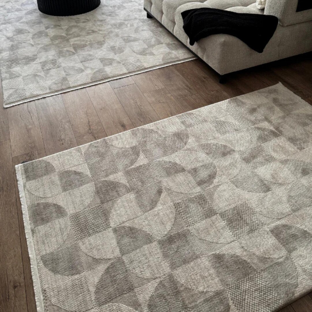 Mid Century Modern Minimalist Geometric Line Area Rug, Gray Rug, Rugs ...