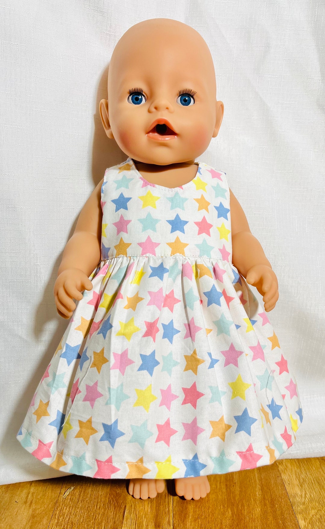 Pastel Rainbow STARS Doll Dress. Hand Made Velcro Dolls Dress. Suits ...