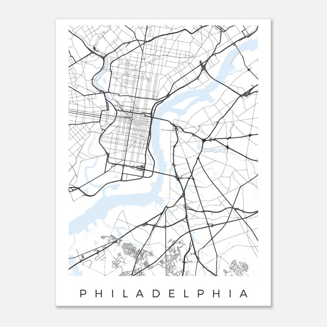 Map of Philadelphia, USA - City Wall Art - Poster or Framed - Etsy