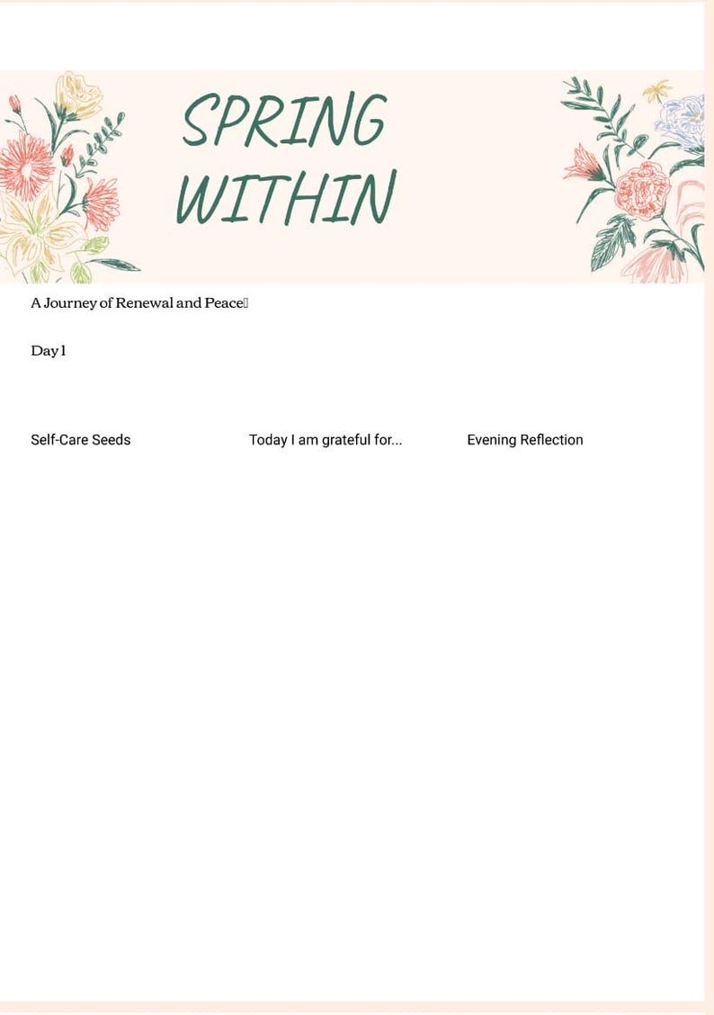 Digital Gratitude Journal for Anxiety Relief, 15 Day Spring Self Care ...