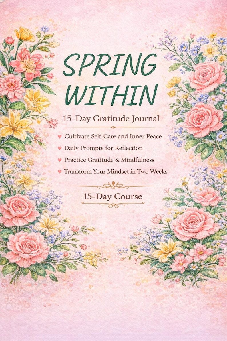 Digital Gratitude Journal for Anxiety Relief, 15 Day Spring Self Care ...