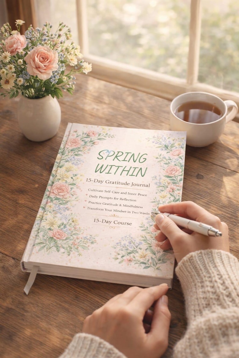 Digital Gratitude Journal for Anxiety Relief, 15 Day Spring Self Care ...