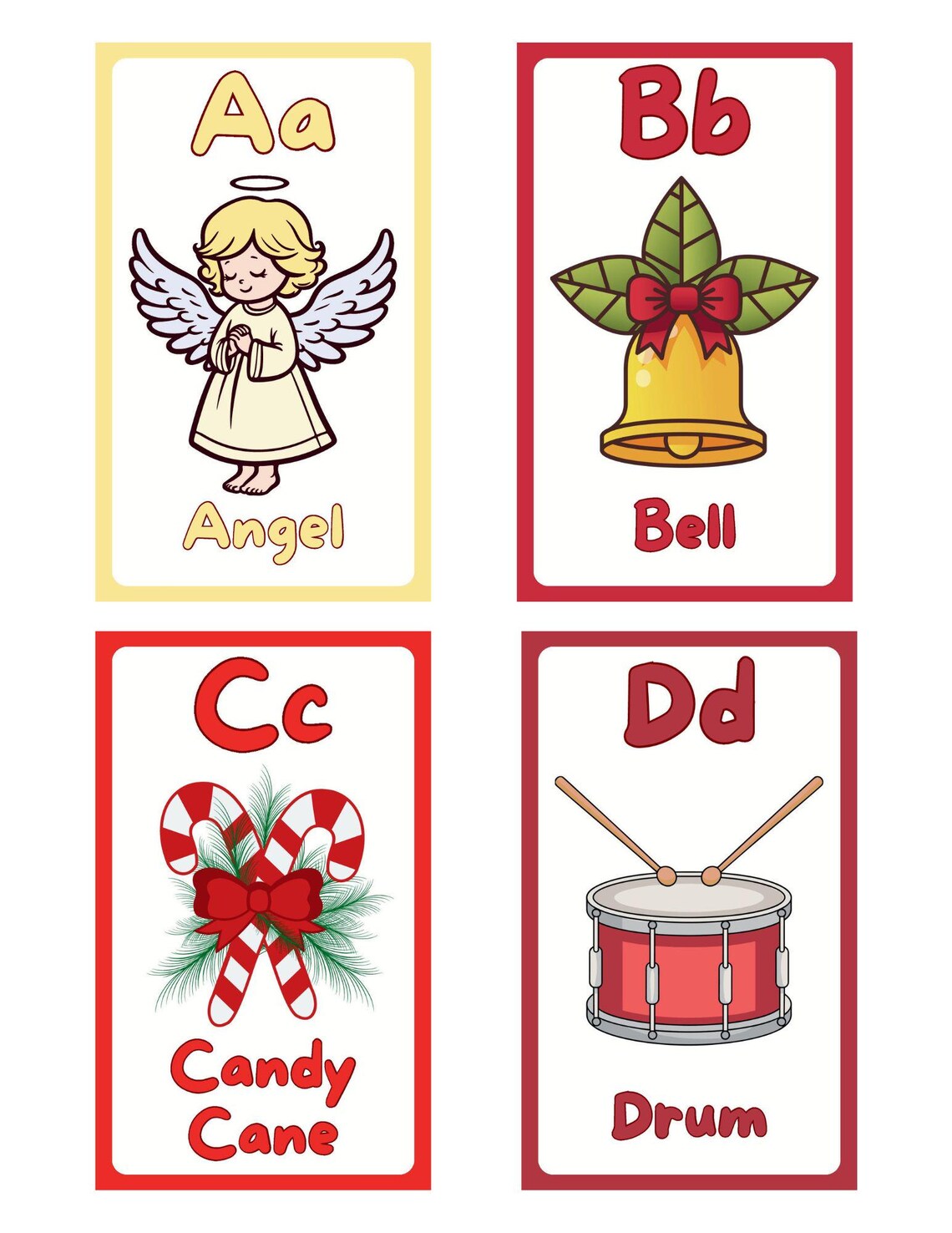 Christmas ABC Flash Cards, Holiday Alphabet Learning (digital Download ...