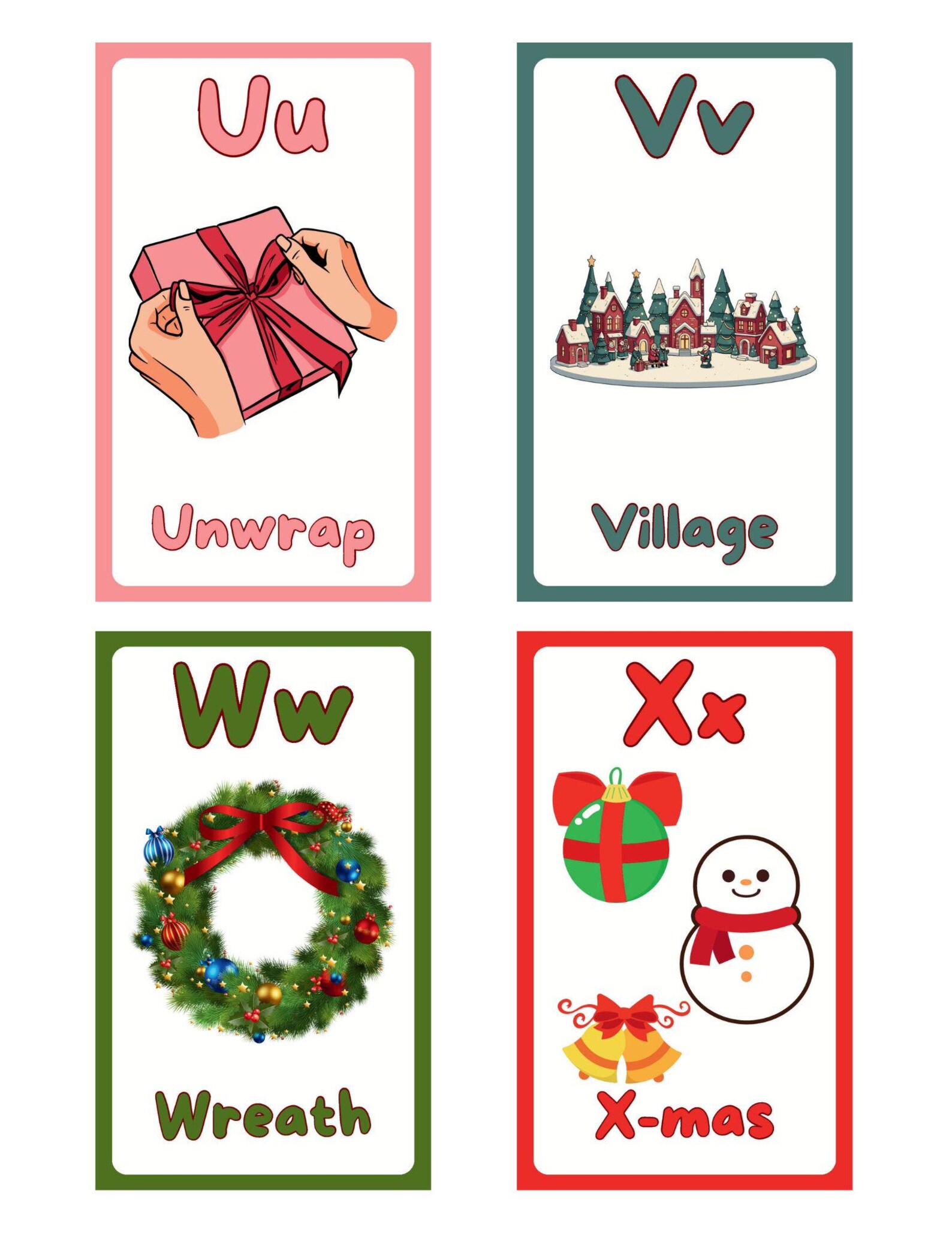 Christmas ABC Flash Cards, Holiday Alphabet Learning (digital Download ...