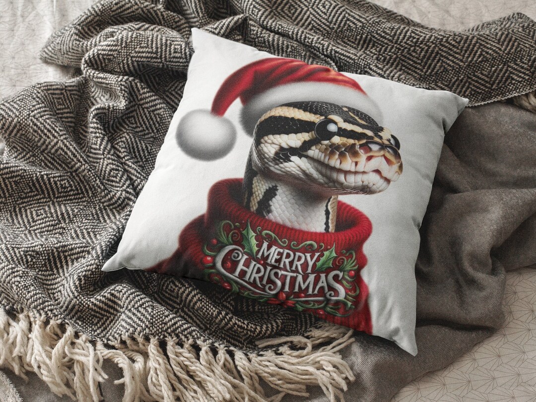 Christmas Ball Python Pillow, Snake Christmas Sweater, Merry Christmas ...