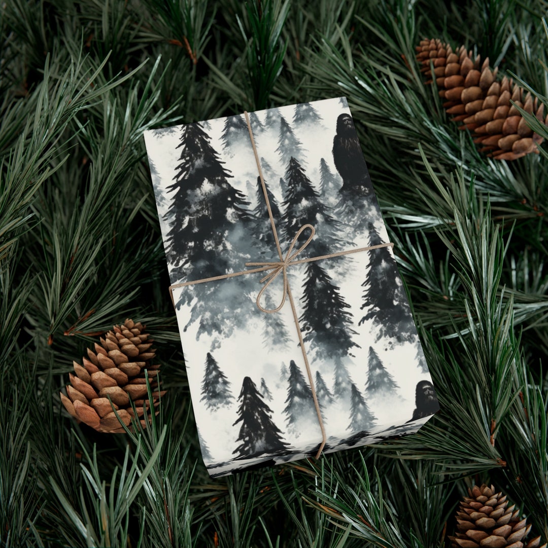 Mystical Bigfoot Christmas Wrapping Paper, Cryptid Christmas Wrapping ...